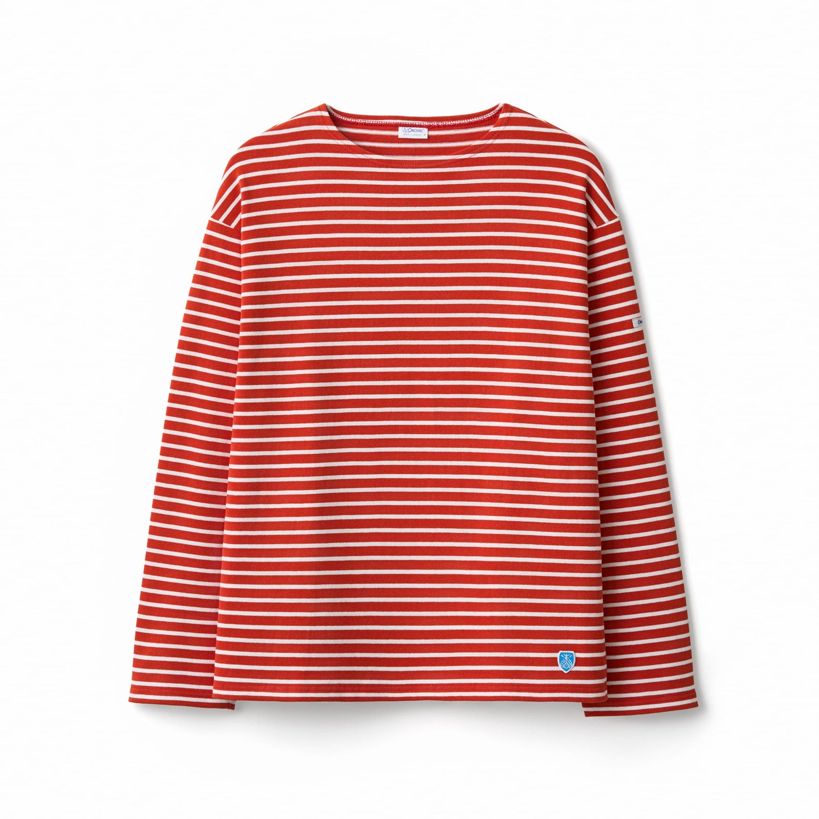 Men's Cotton Lourd Crew Neck Basque Shirt Narrow Border｜ORCIVAL